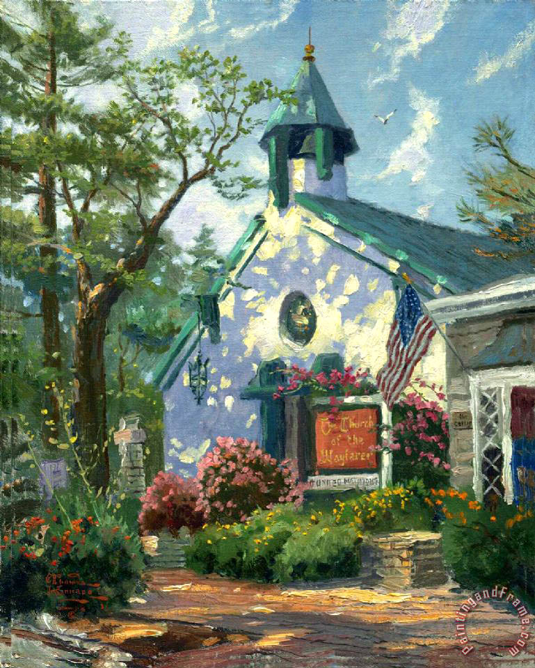Thomas Kinkade Church of The Wayfarer painting - Church of The Wayfarer ...