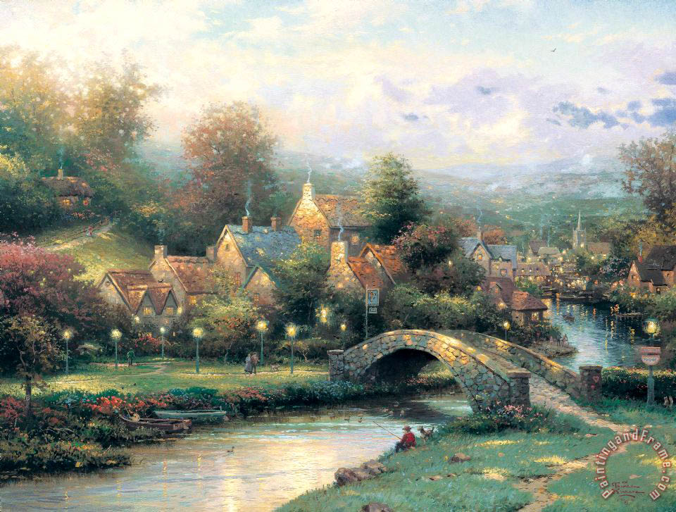 Thomas Kinkade Lamplight Village painting - Lamplight Village print for ...