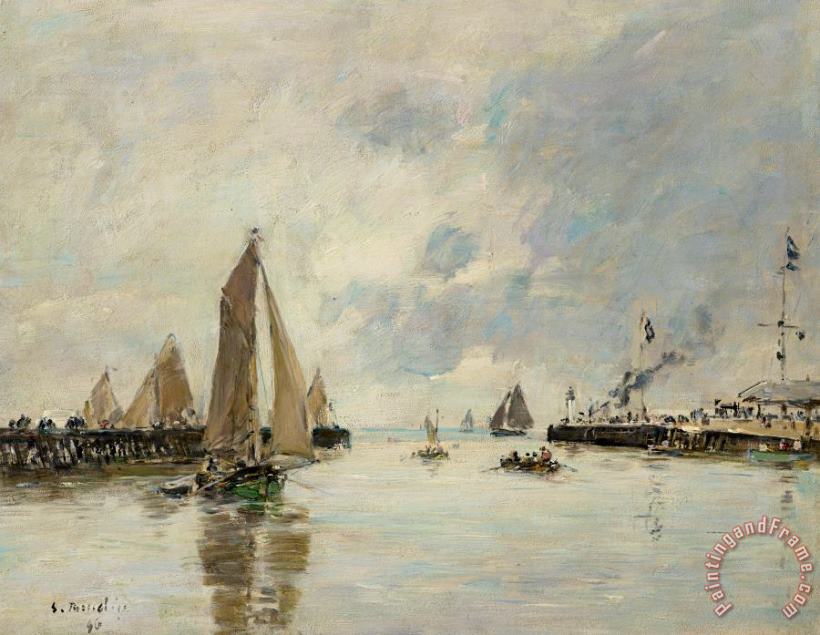 Eugene Boudin Trouville, Les Jetees, Maree Haute, 1896 painting ...
