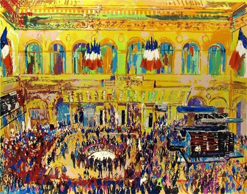 Leroy Neiman Paris Bourse painting - Paris Bourse print for sale