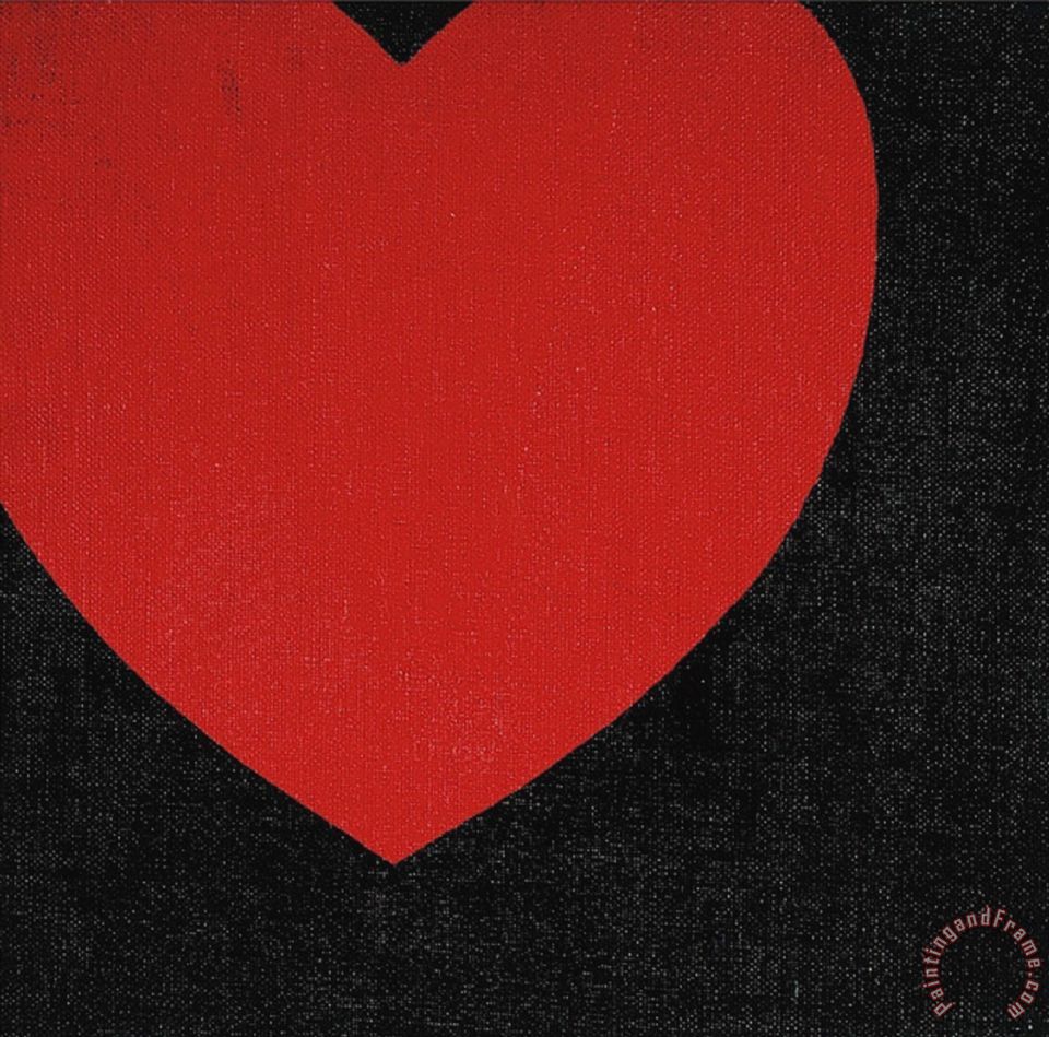 Andy Warhol Heart C 1979 Red on Black painting - Heart C 1979 Red on ...