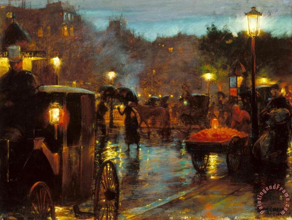Charles Courtney Curran Paris at Night painting - Paris at Night print ...