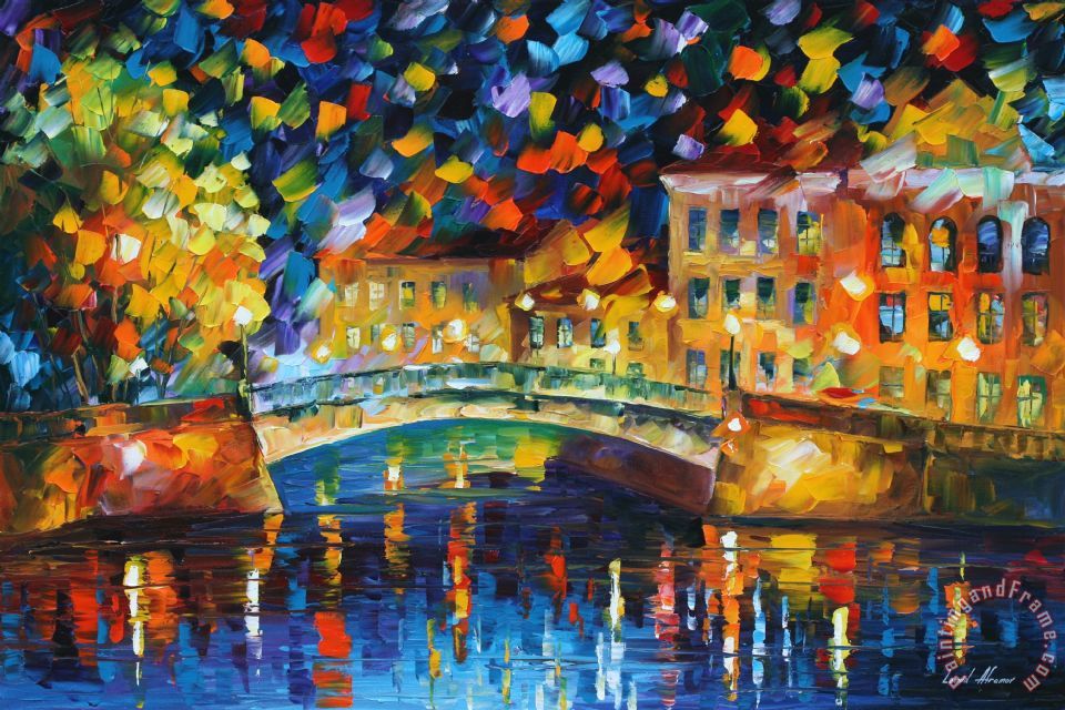 Leonid Afremov Magical Bridge painting - Magical Bridge print for sale