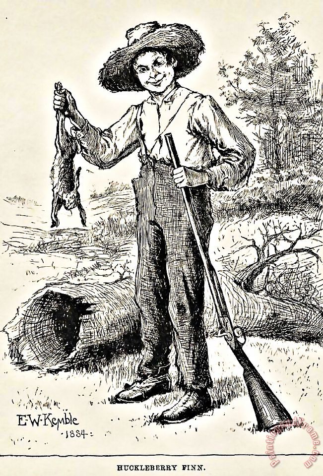 E W Kemble Huckleberry Finn Illustration Drawing Print painting ...