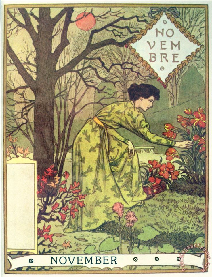 Eugene Grasset November painting - November print for sale
