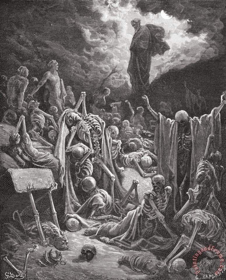 Gustave Dore The Vision Of The Valley Of Dry Bones painting - The ...