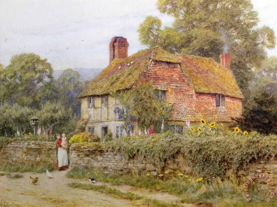 Helen Allingham A Surrey Cottage painting - A Surrey Cottage print for sale