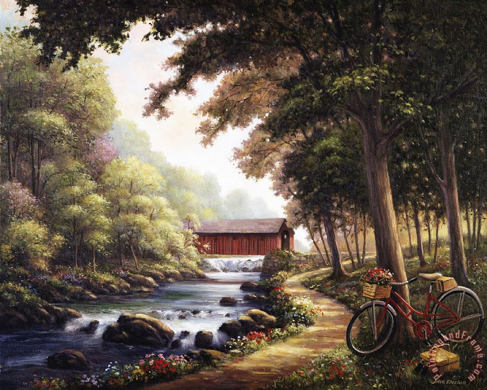 John Zaccheo The Covered Bridge painting - The Covered Bridge print for ...
