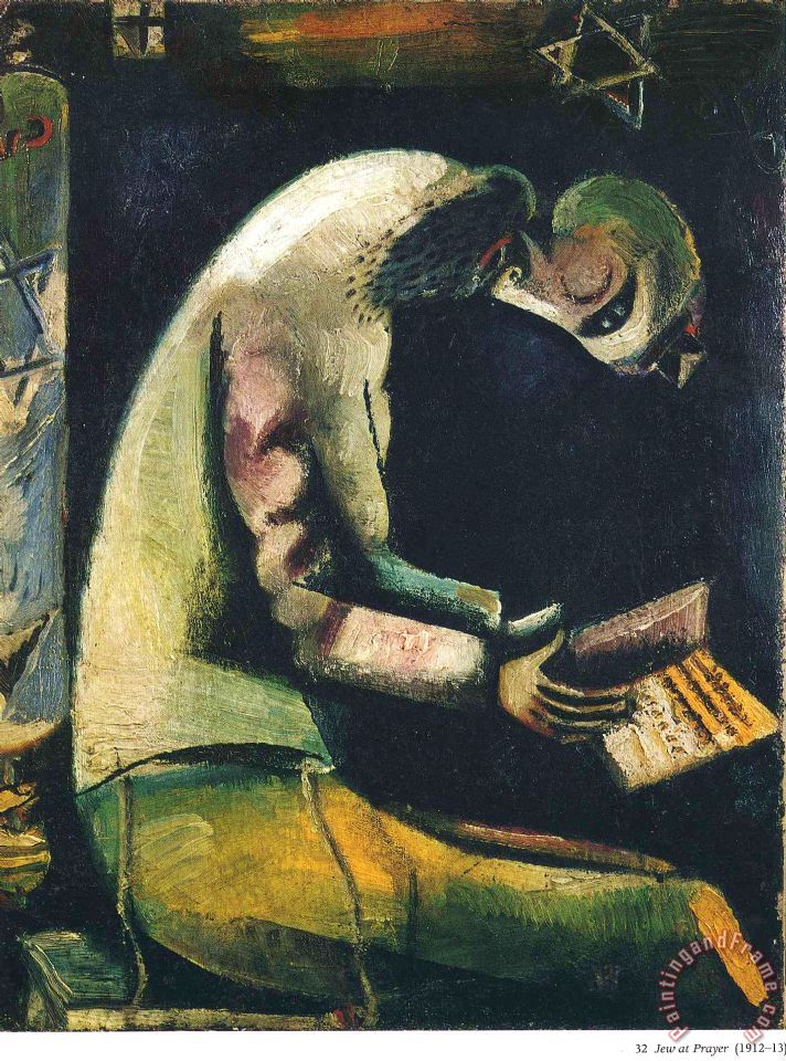 Marc Chagall Jew at Prayer 1913 painting - Jew at Prayer 1913 print for ...