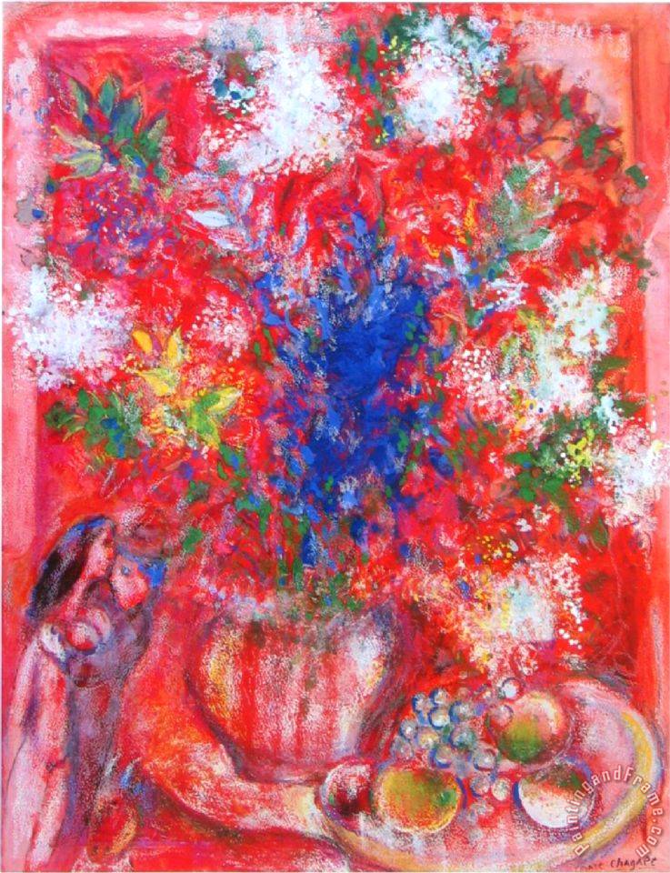Marc Chagall The Red Flowers painting - The Red Flowers print for sale