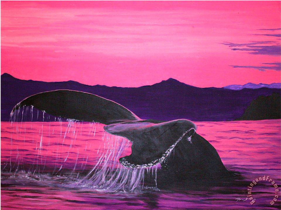 Megan Aroon Duncanson Pink Whale painting - Pink Whale print for sale
