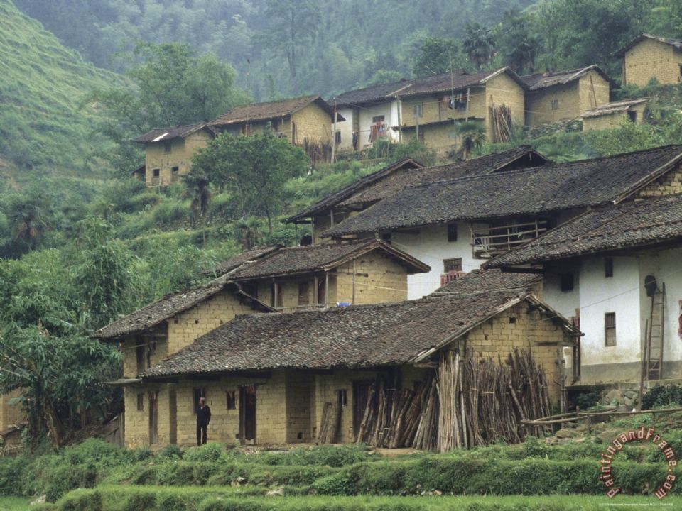 Raymond Gehman Terraced Village with Tiled Roofs And Mud Brick Houses ...