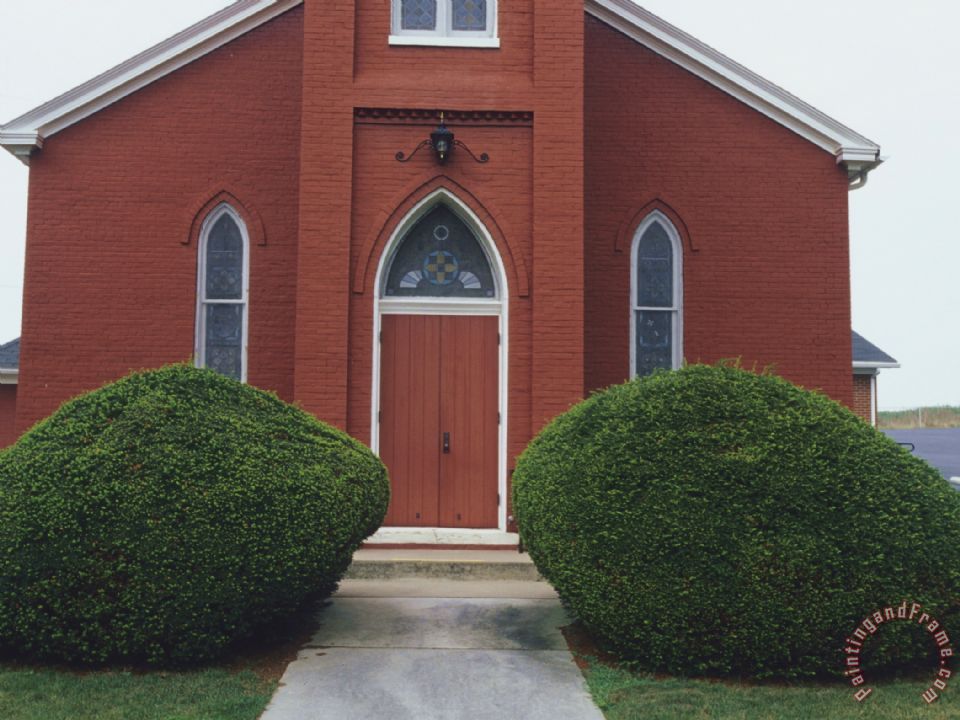 Raymond Gehman Walkway And Front Door of a Red Brick Church painting ...