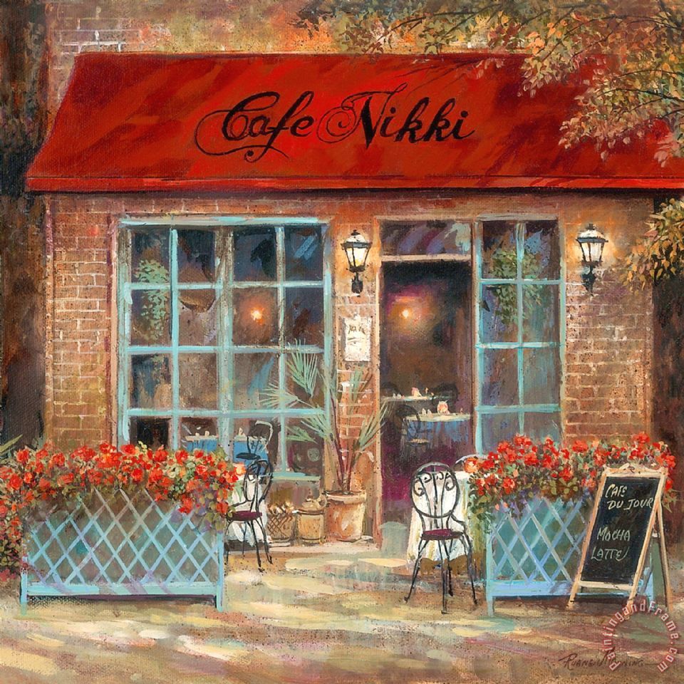 Ruane Manning Cafe Nikki painting - Cafe Nikki print for sale